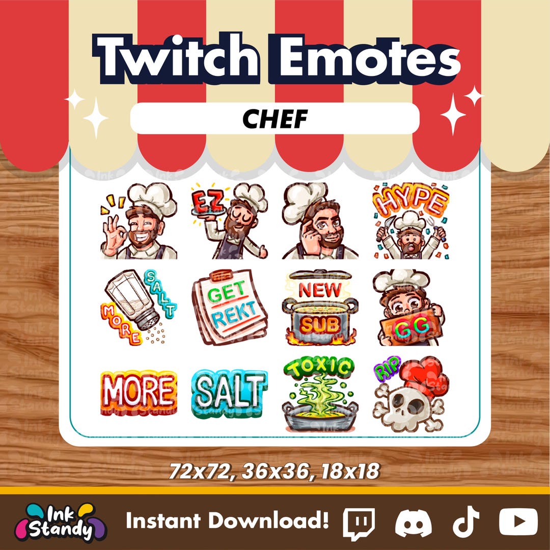 Chef Twitch Emotes: Culinary Streamer Pack (digital Download) - Etsy