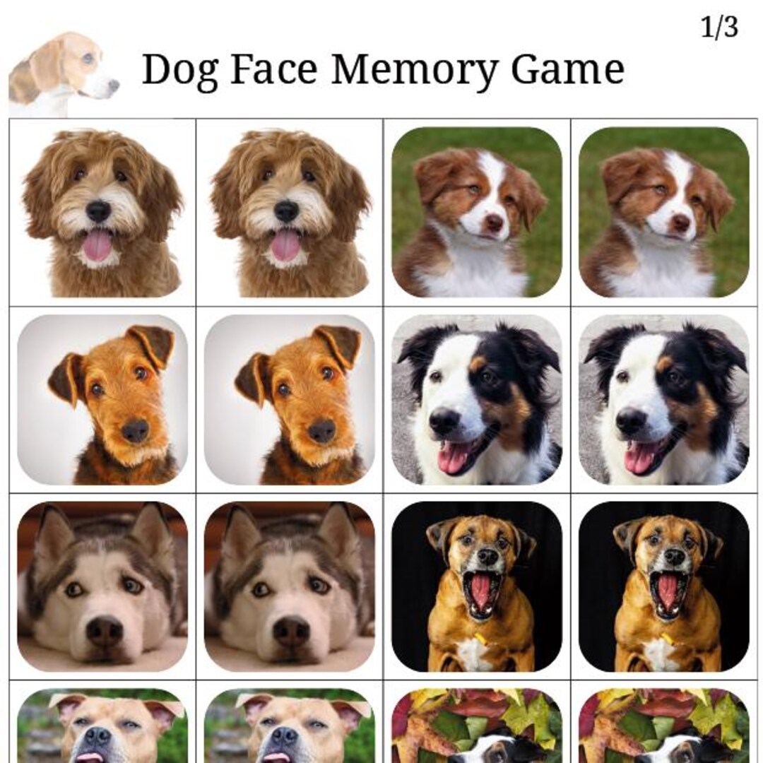 Dog Memory Game for Kids - Etsy