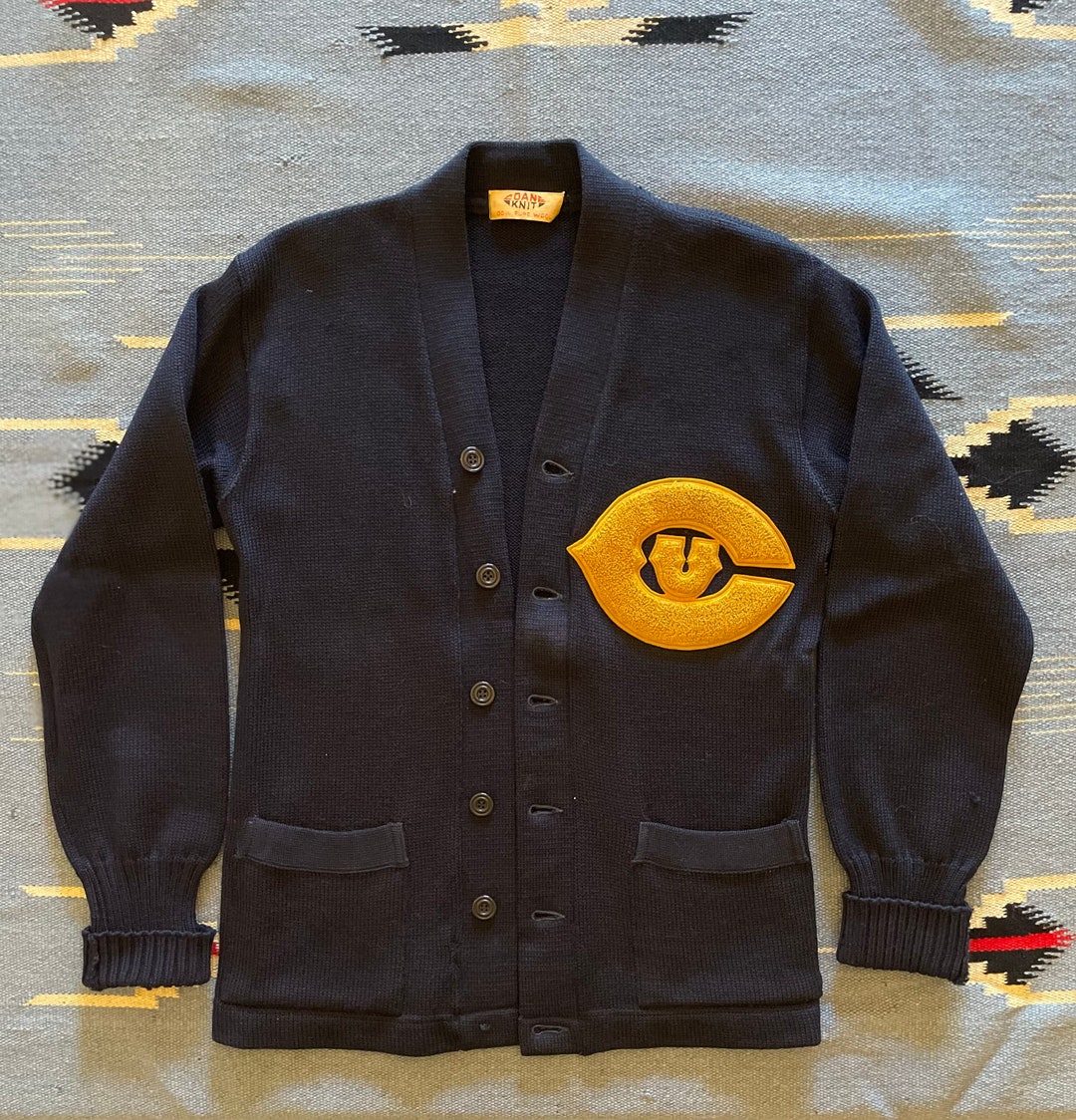 Vintage ‘40s/‘50s Coane Knit Wool Varsity Cardigan Size M - Etsy