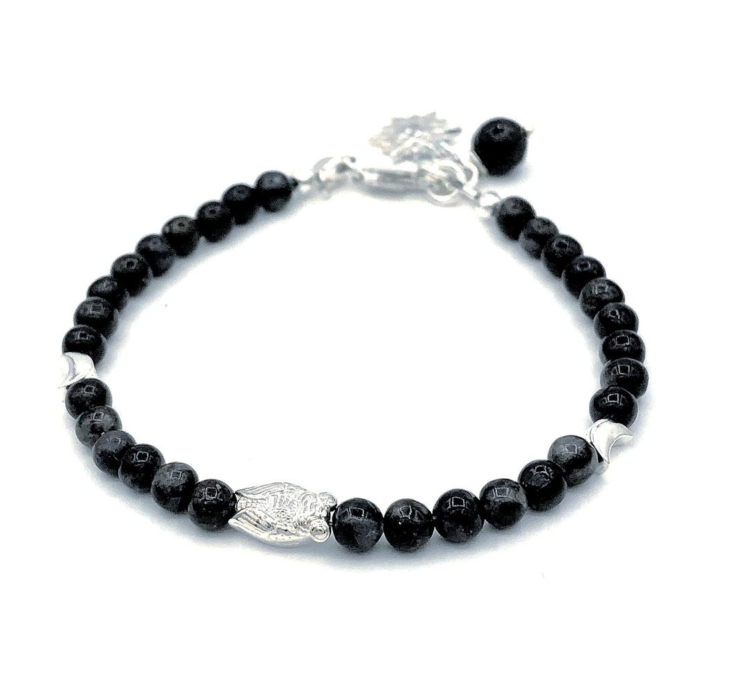 Cicada Astrophyllite Crescent Moon North Star Bracelet in Silver - Etsy