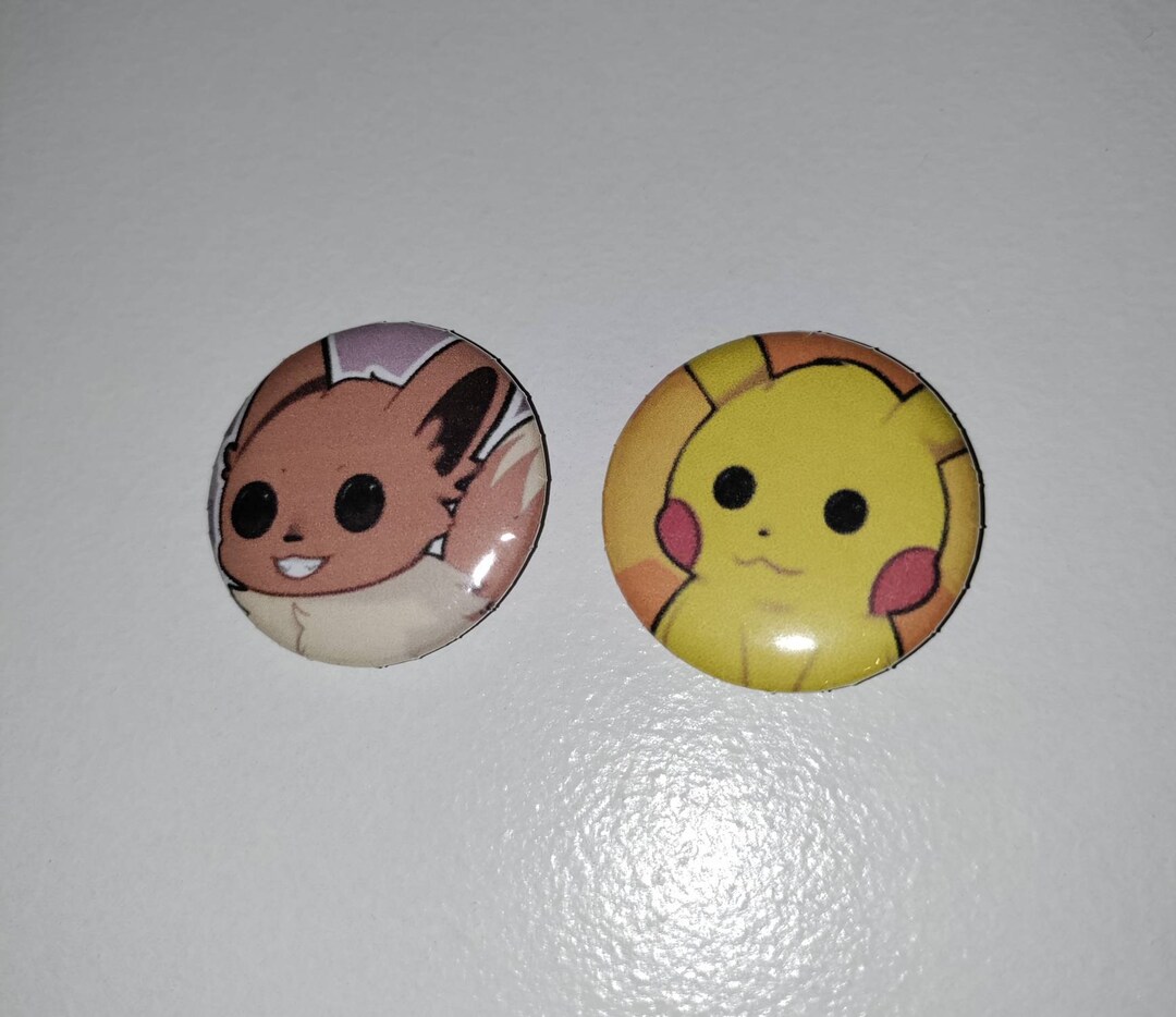 Pokemon Eevee and Pikachu Buttons - Etsy