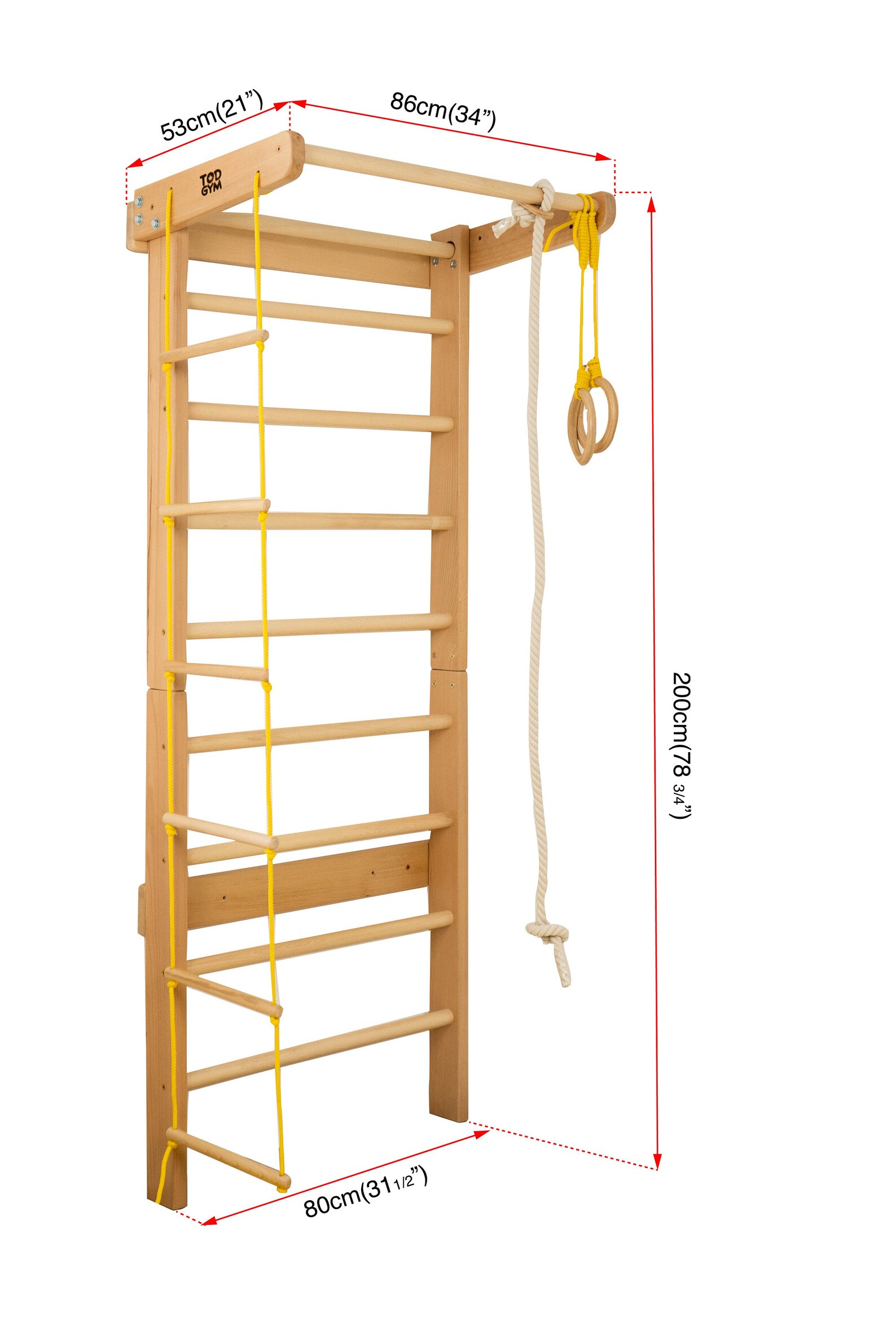 Swedish Ladder for Adults and Kids, Wooden Wall Bars With Pull up Bar ...