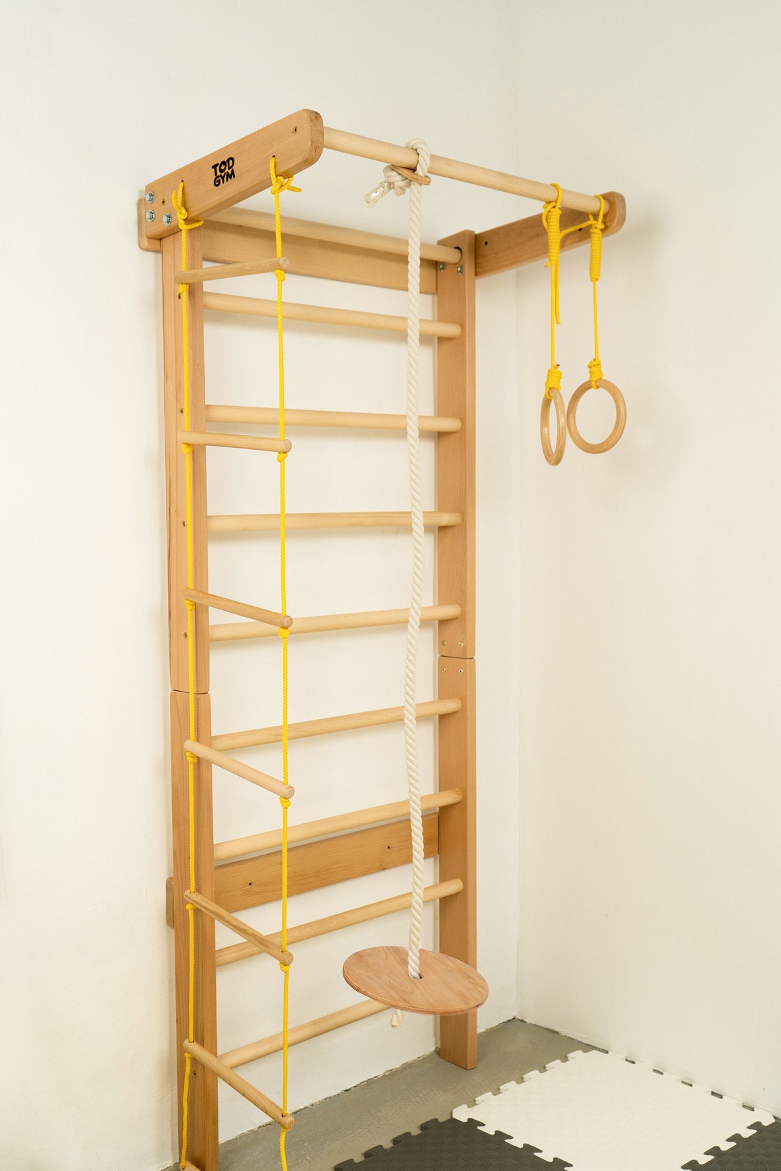 Swedish Ladder for Adults and Kids, Wooden Wall Bars With Pull up Bar ...