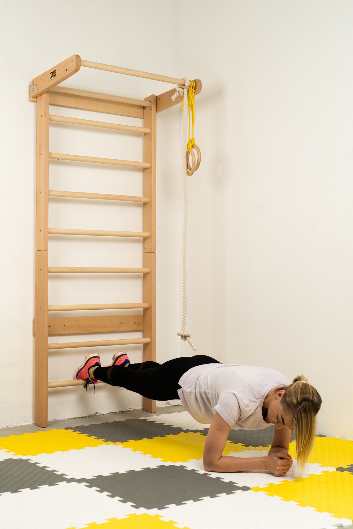 Swedish Ladder for Adults and Kids, Wooden Wall Bars With Pull up Bar ...