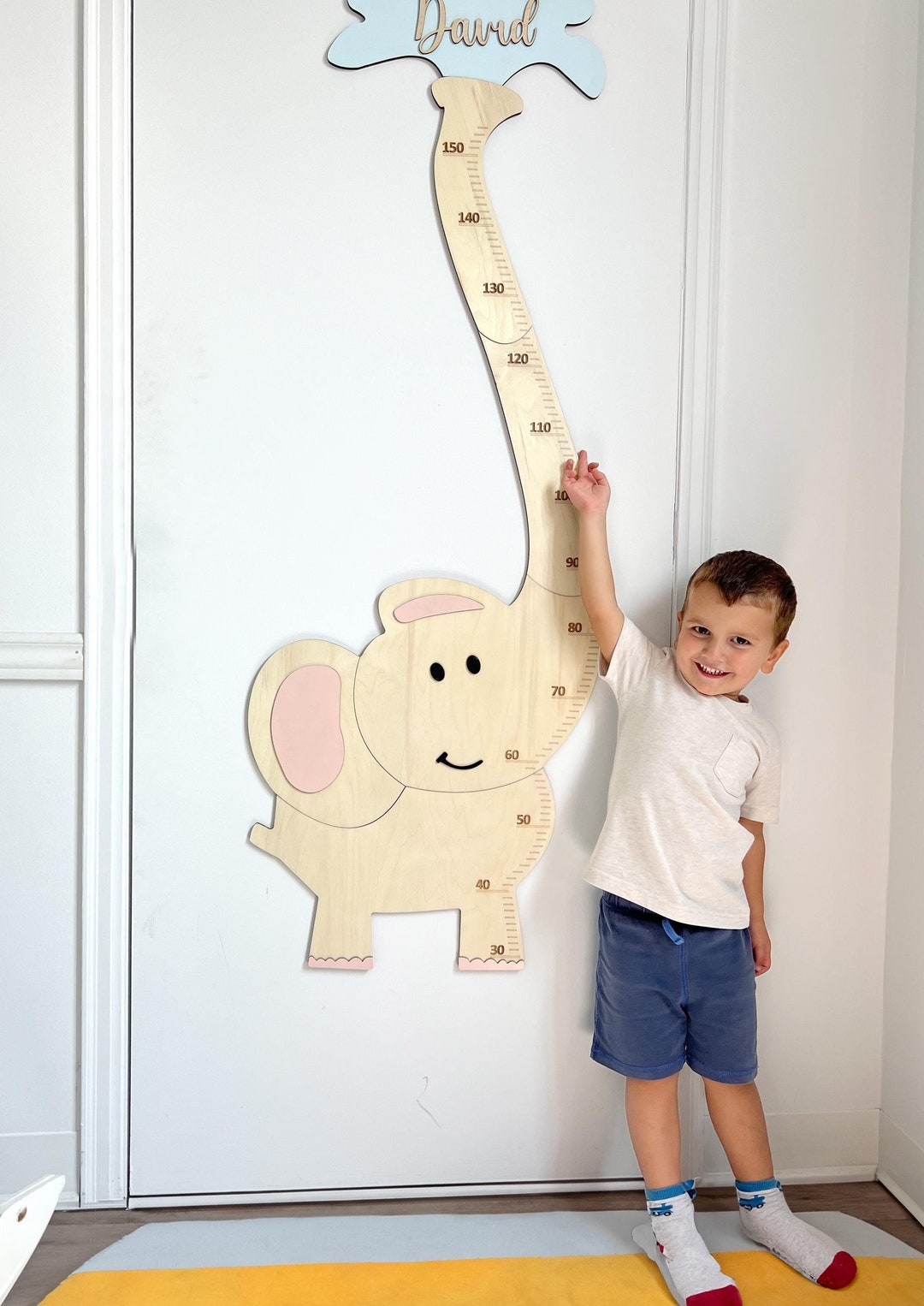 Elephant Growth Chart for Kids, Personalized Gift Height Ruler Wall ...