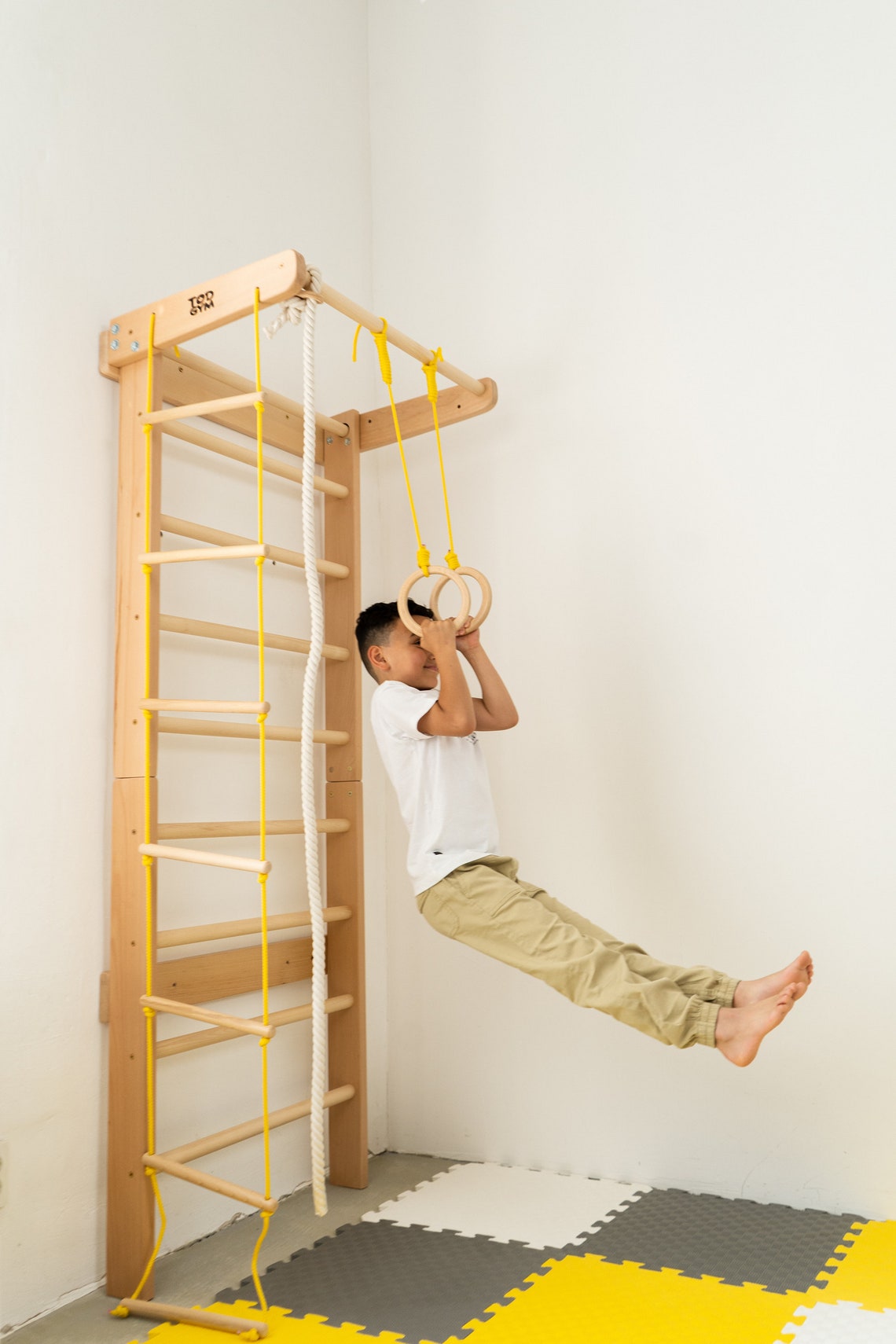 Swedish Ladder for Adults and Kids, Wooden Wall Bars With Pull up Bar ...