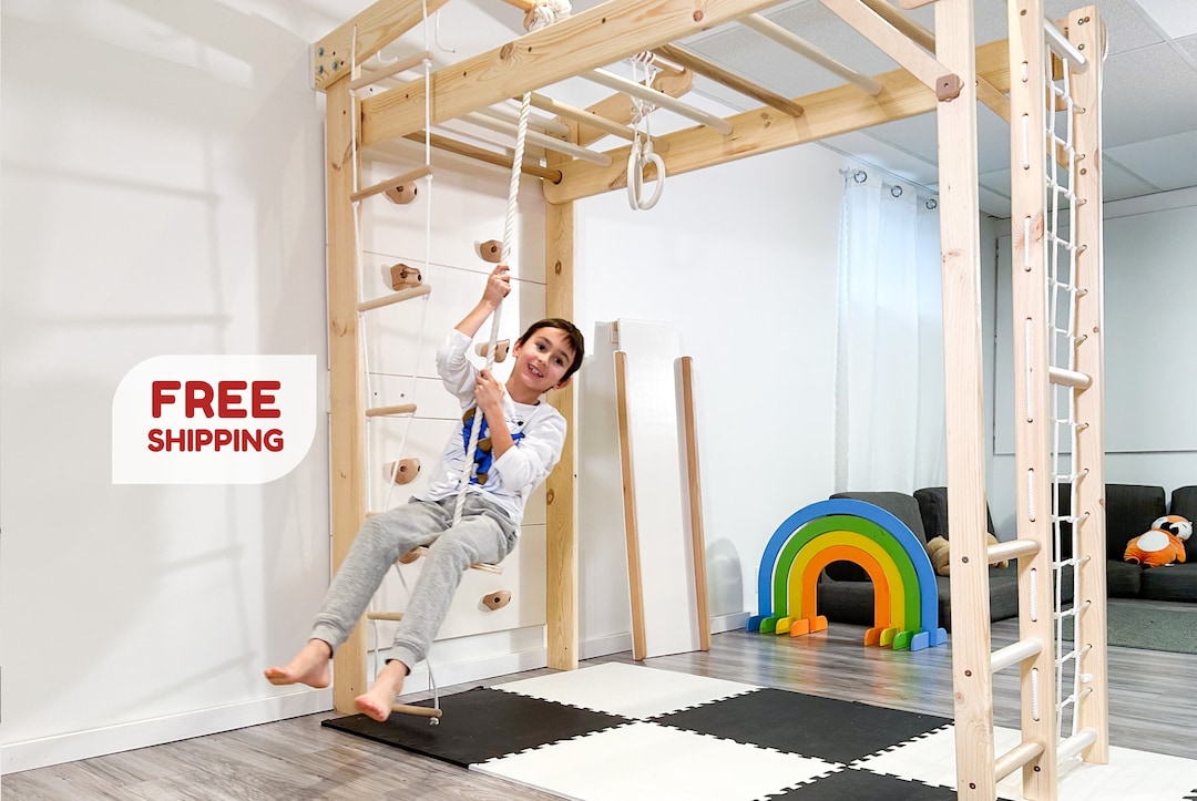 Foldable Indoor Playground, Swedish Ladder, Indoor Playhouse, Jungle ...