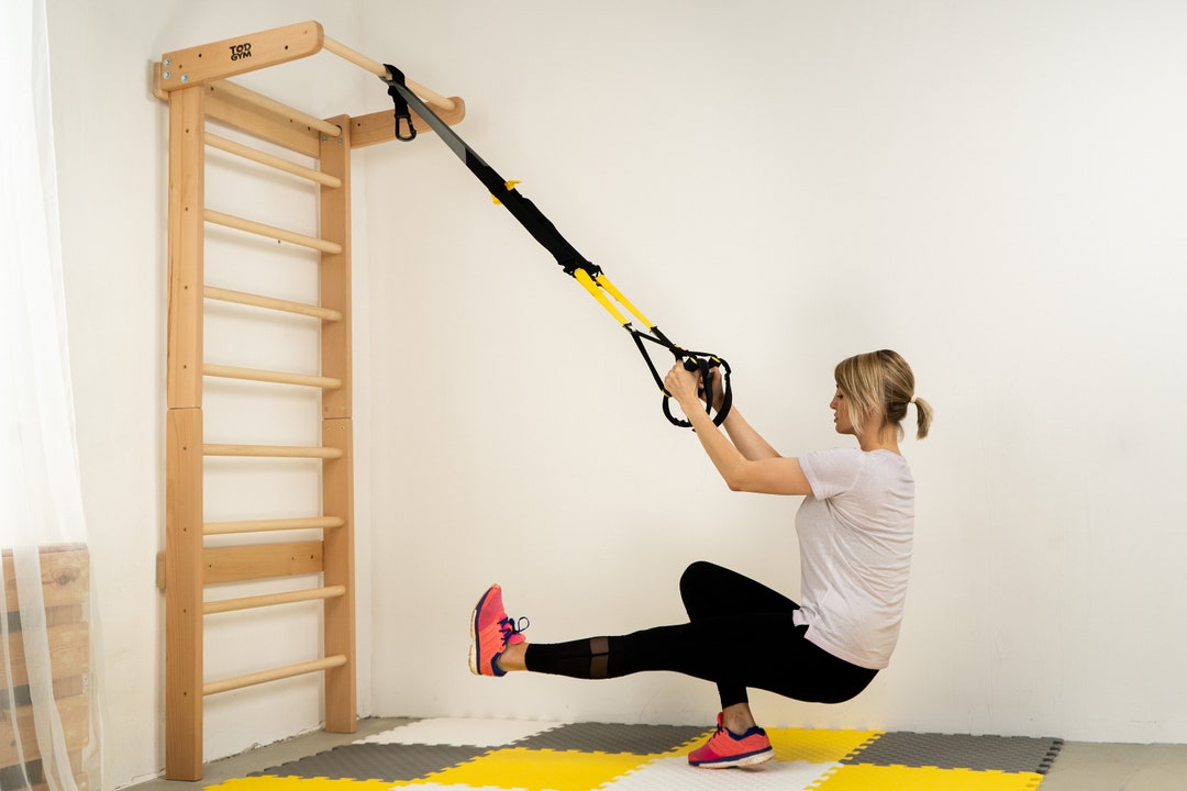 Swedish Ladder: Wooden Wall Bars for Home Gym Fitness, Stall Bars ...