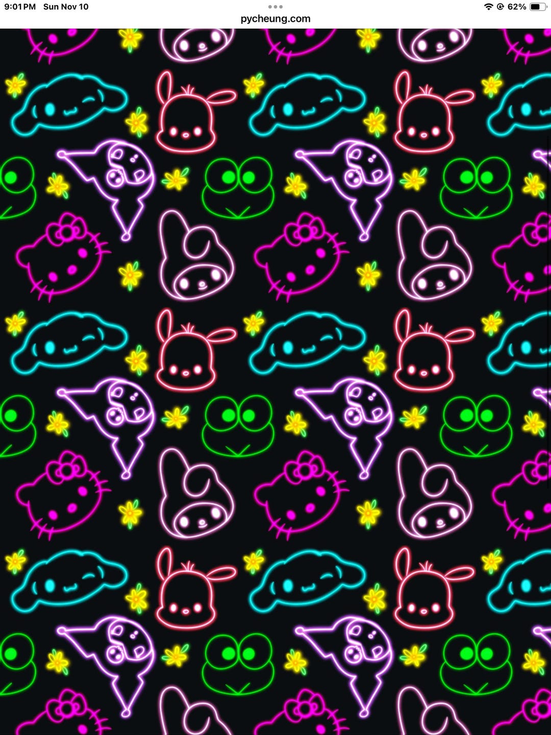 Kitty and Friends Neon Seamless - Etsy