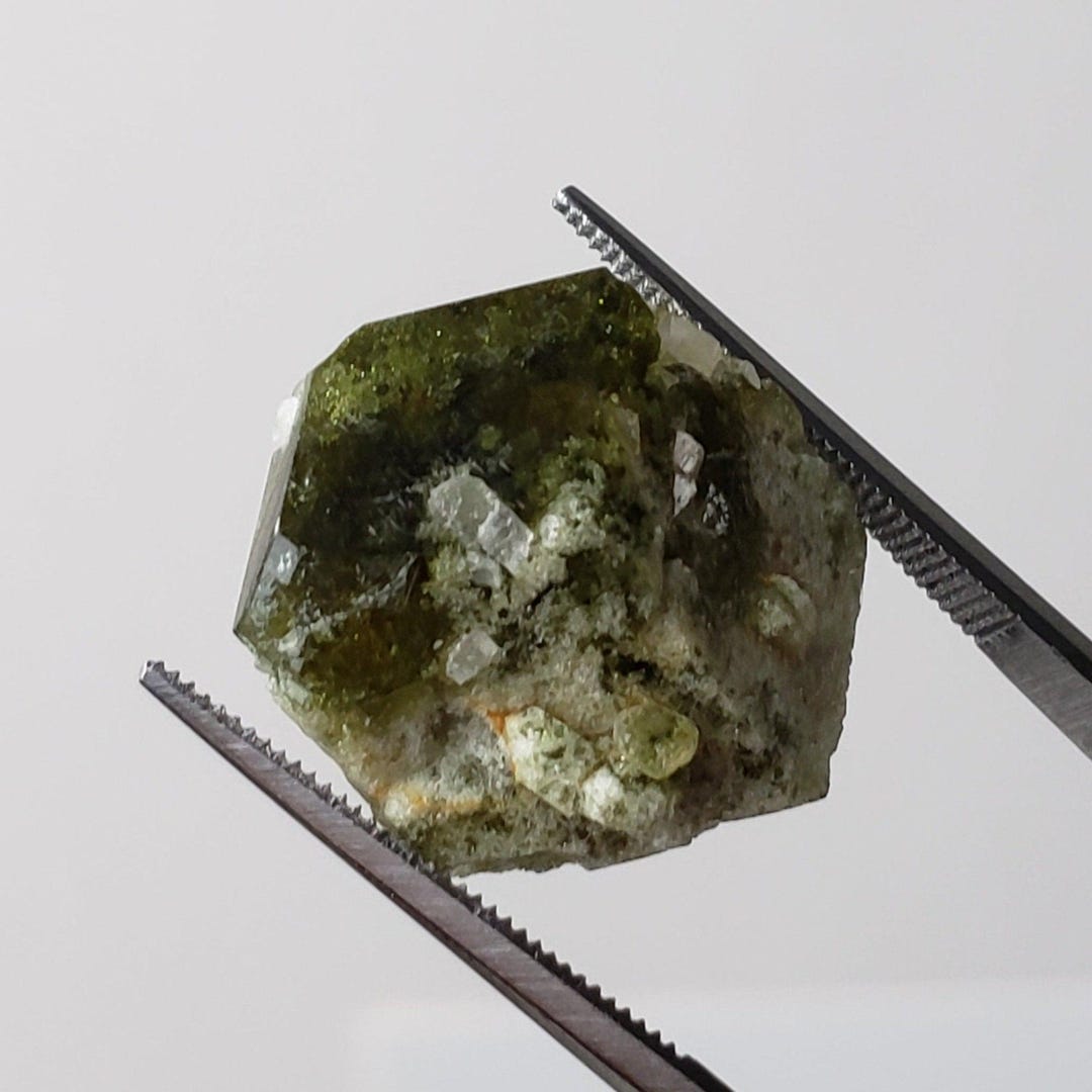 Rare Uvite Tourmaline Crystal Natural Green With Magnesite 3 Grams ...