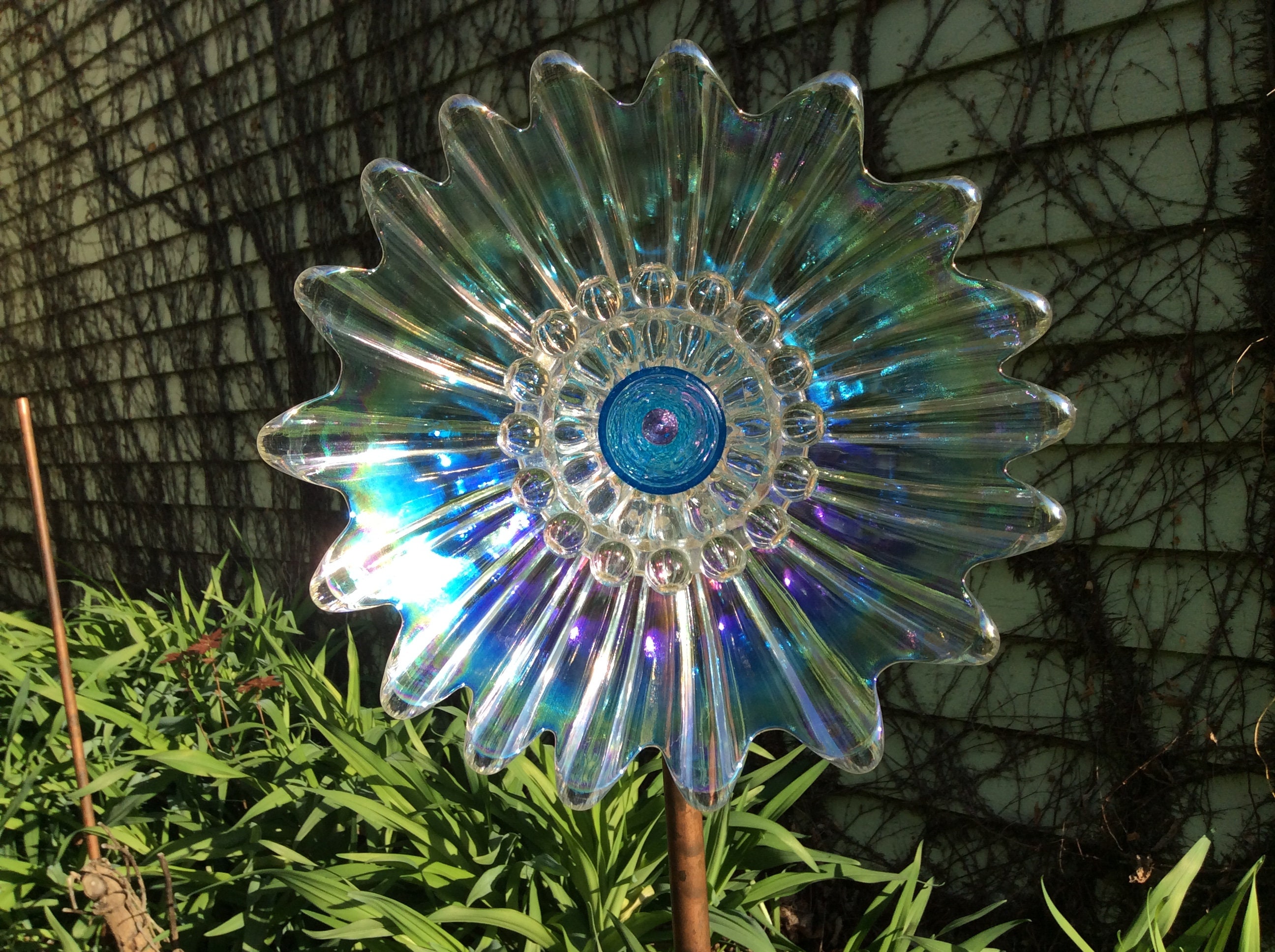 Glass Plate Yard Flowers