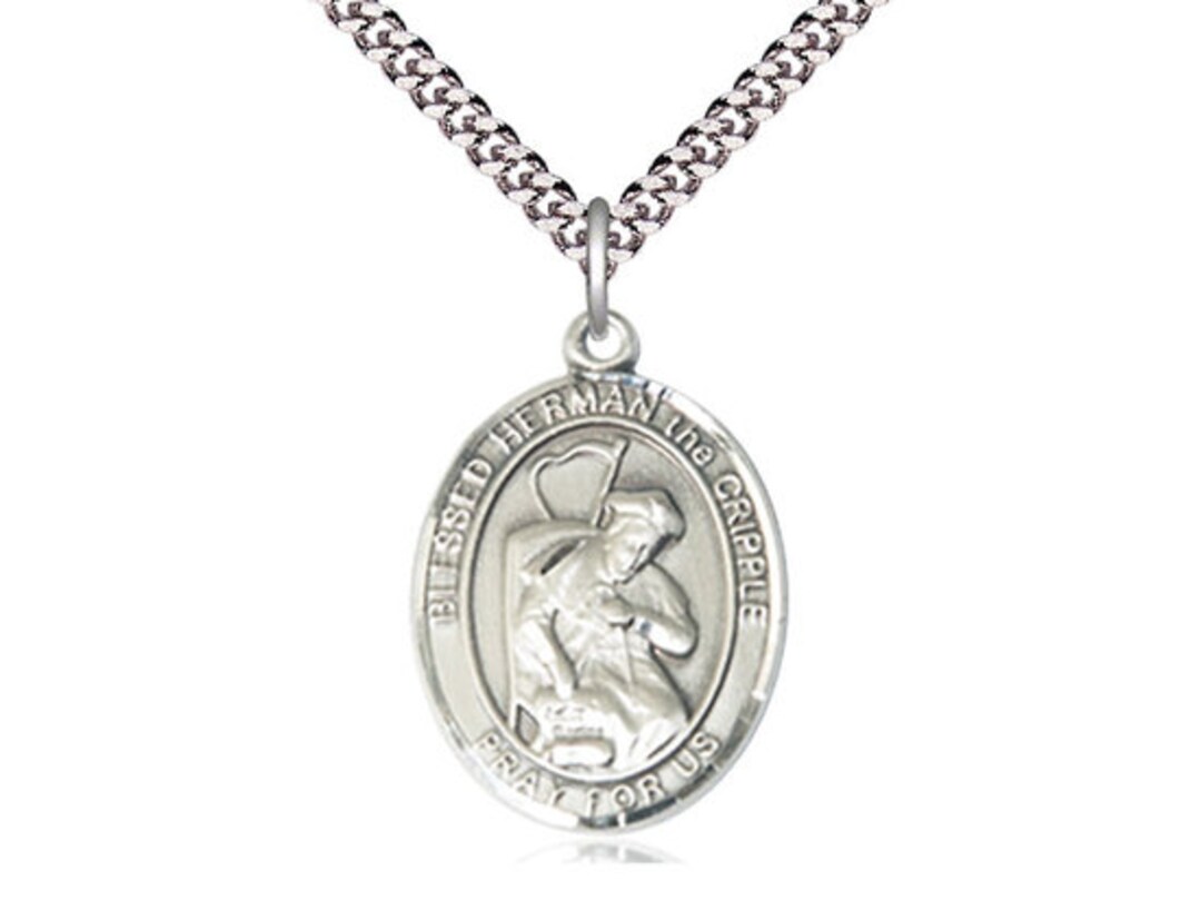 Blessed Herman the Cripple Sterling Silver Pendant on a 24 Inch Light ...