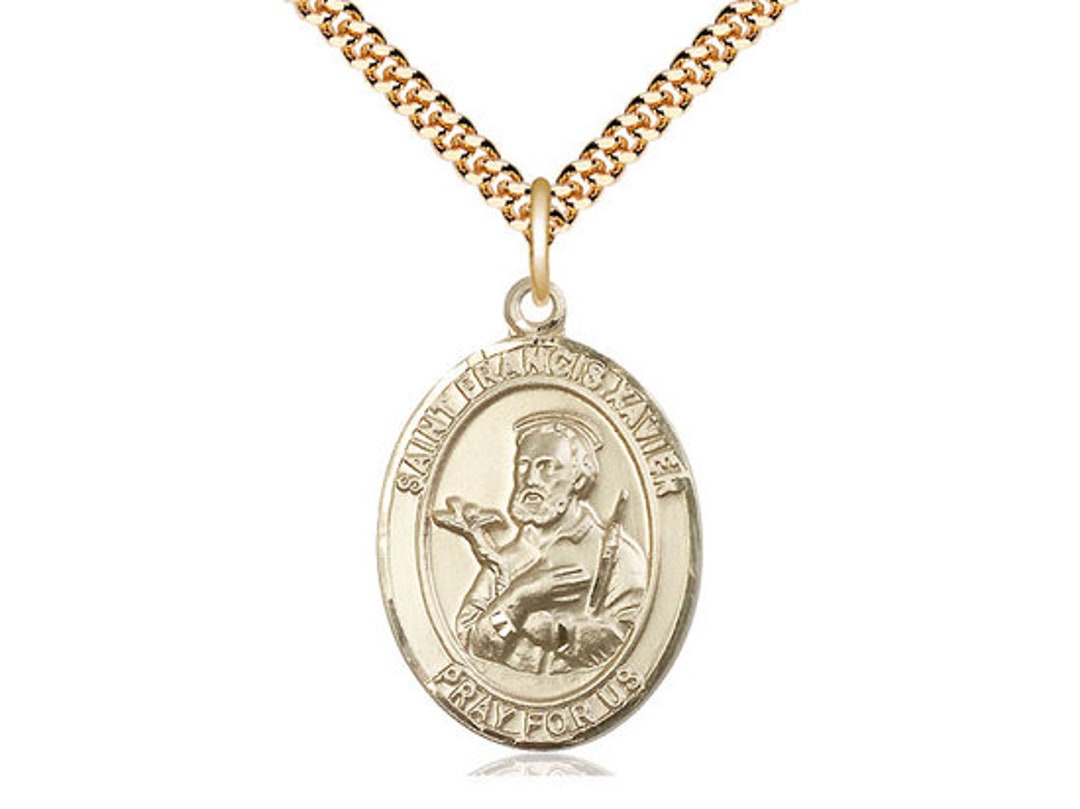 St Francis Xavier Pendant on a 24 Inch Gold Plated Heavy Curb Chain. - Etsy