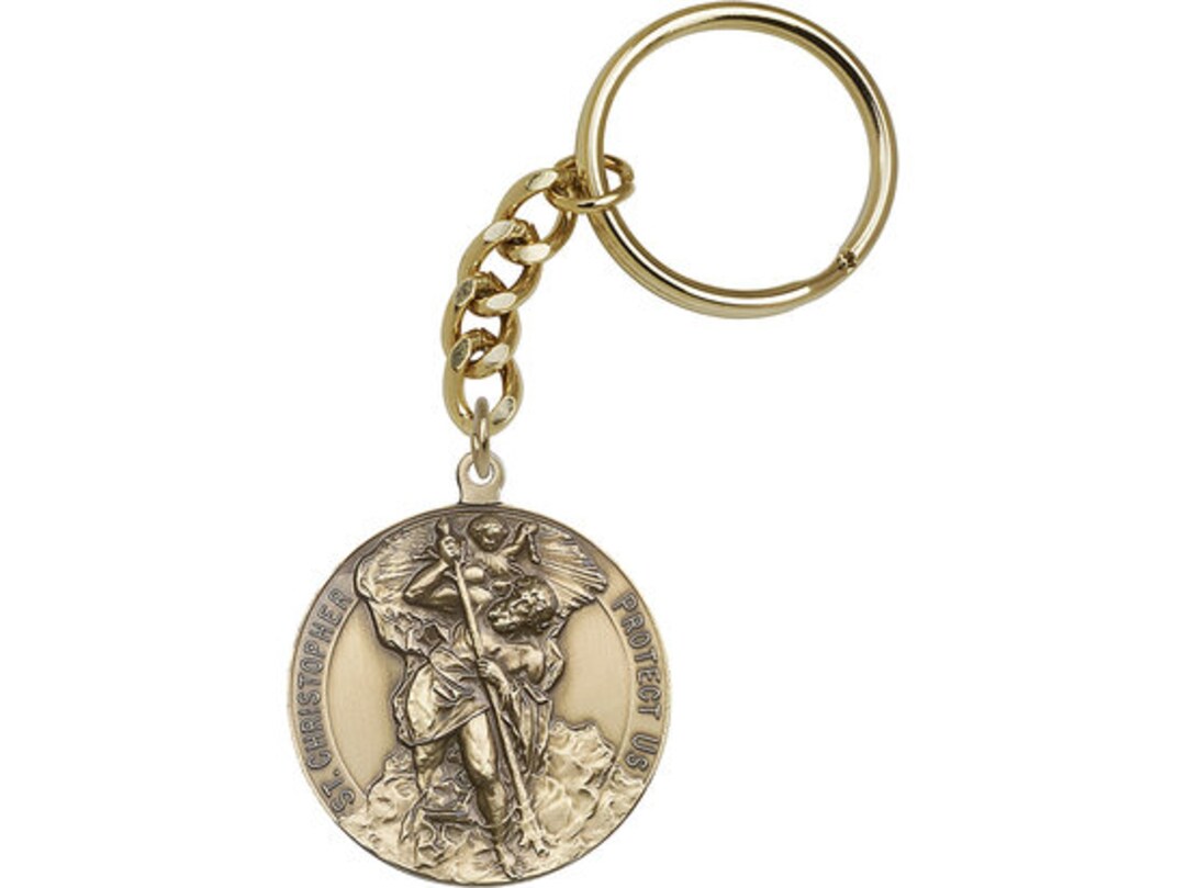 St. Christopher Keychain Gold Finish - Etsy