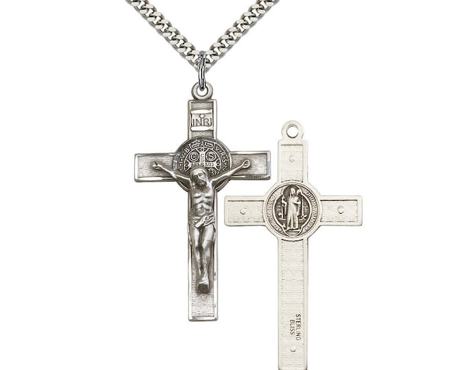 St Benedict Crucifix Sterling Silver Ideal First Holy Communion, RCIA ...