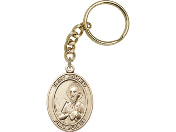 St. Andrew Keychain Gold Finish - Etsy