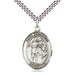 St Sebastian Sterling Silver Pendant on a 24 Inch Light Rhodium Heavy ...