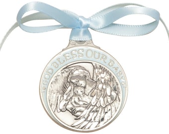 Guardian Angel Crib Medal With White and Pink Ribbons for Baby Girls - Etsy
