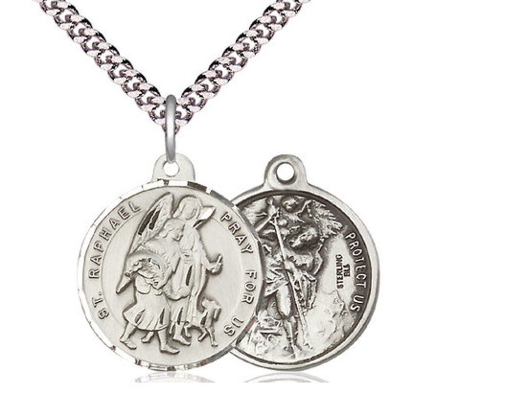 Saint Raphael the Archangel / Saint Christopher Sterling Silver Pendant ...