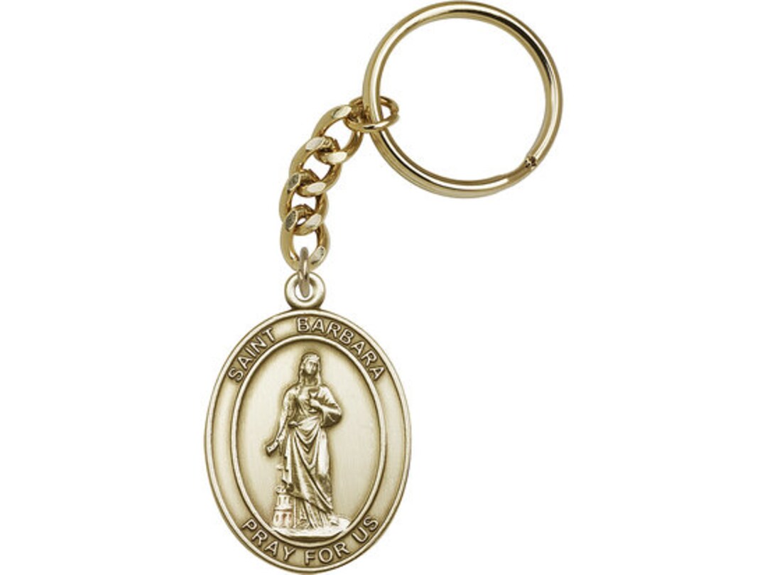 St. Barbara Keychain Gold Finish - Etsy