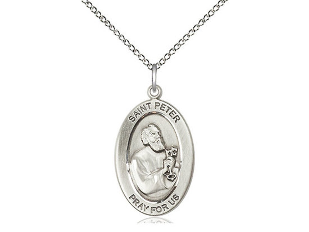 St. Peter the Apostle Sterling Silver Pendant on a 18 Inch Sterling ...