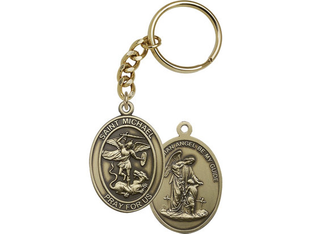 St. Michael the Archangel Keychain Gold Finish - Etsy