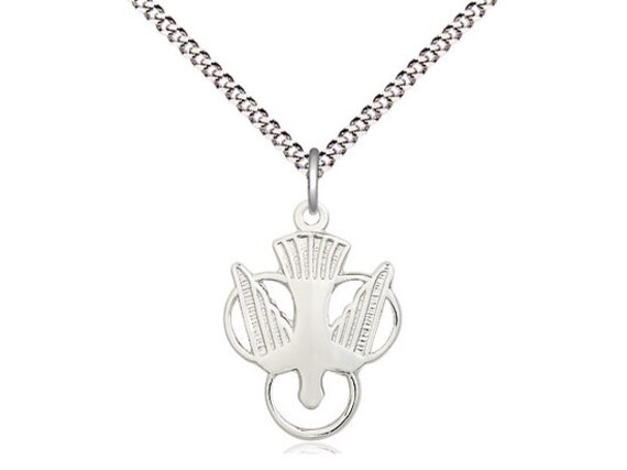 Sterling Silver Holy Spirit Pendant on a 18 Inch Light Rhodium | Etsy