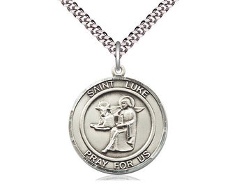 St Luke the Apostle Sterling Silver Pendant on a 24 Inch Light | Etsy