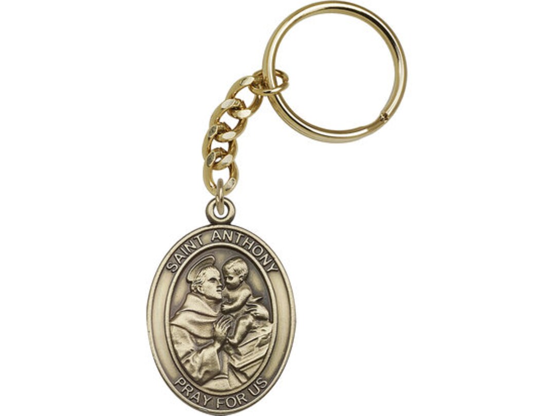 St. Anthony Keychain Gold Finish - Etsy