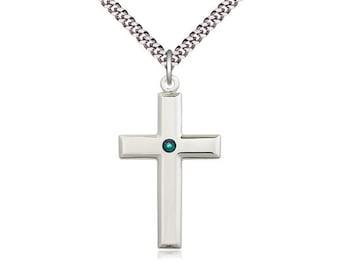 Sterling Silver Cross Pendant With a 3mm Light Amethyst | Etsy