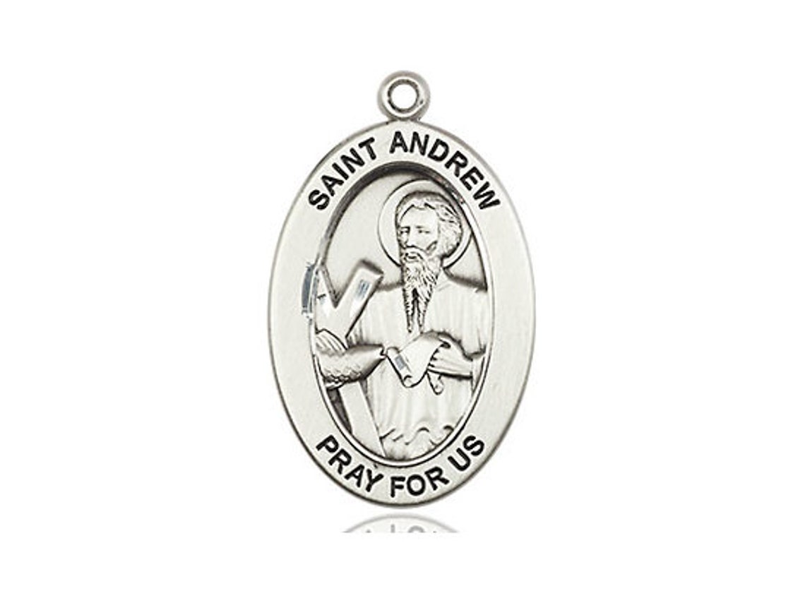 St. Andrew the Apostle Sterling Silver Pendant on a 18 Inch Sterling ...