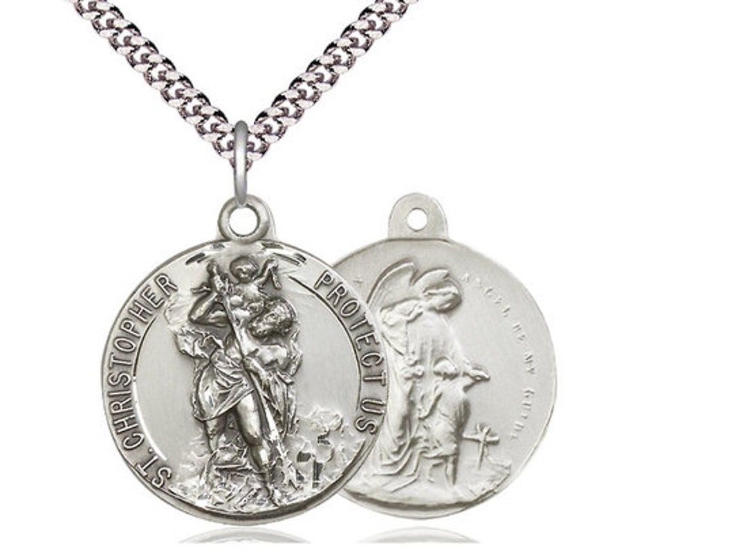 Saint Christopher / Guardian Angel Pendentif en argent sterling sur une ...