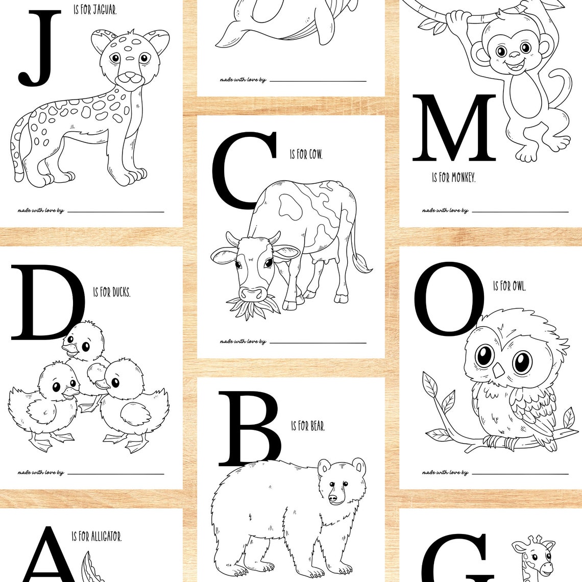 ABC Baby Shower Coloring Book, A to Z Coloring Pages, Baby Party Games ...