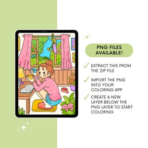 Cozy Girls at Home, Coloring Sheets, Coloring Pages, Instant Download ...