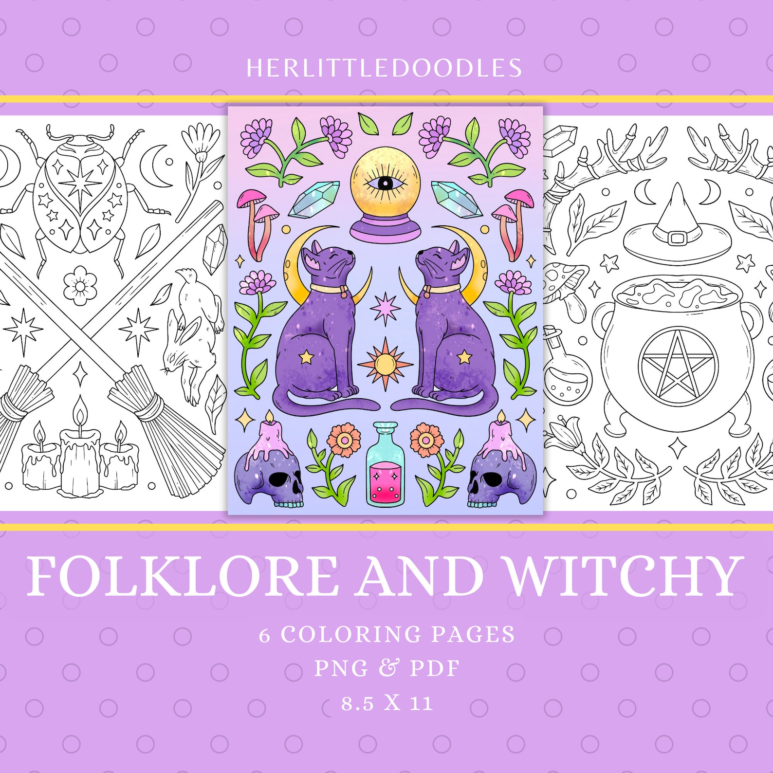 Folklore and Witchy, Coloring Sheets, Coloring Pages for Adults ...