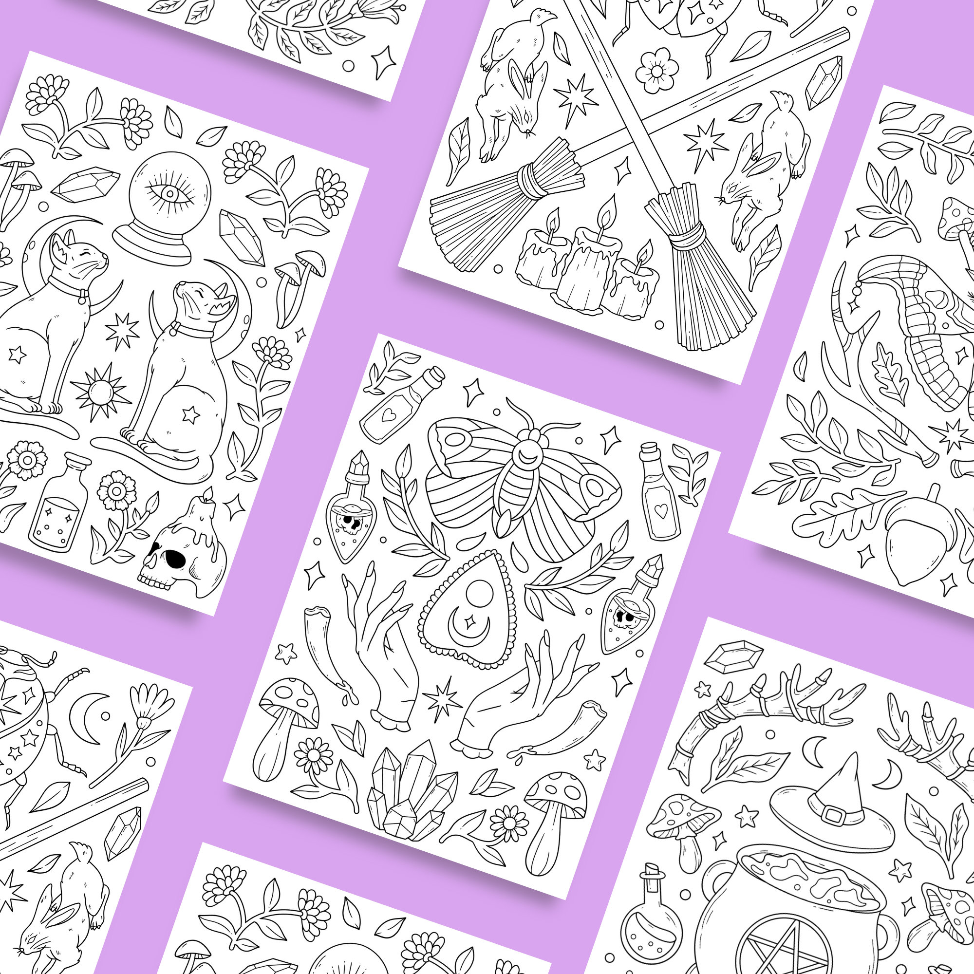 Folklore and Witchy, Coloring Sheets, Coloring Pages for Adults ...