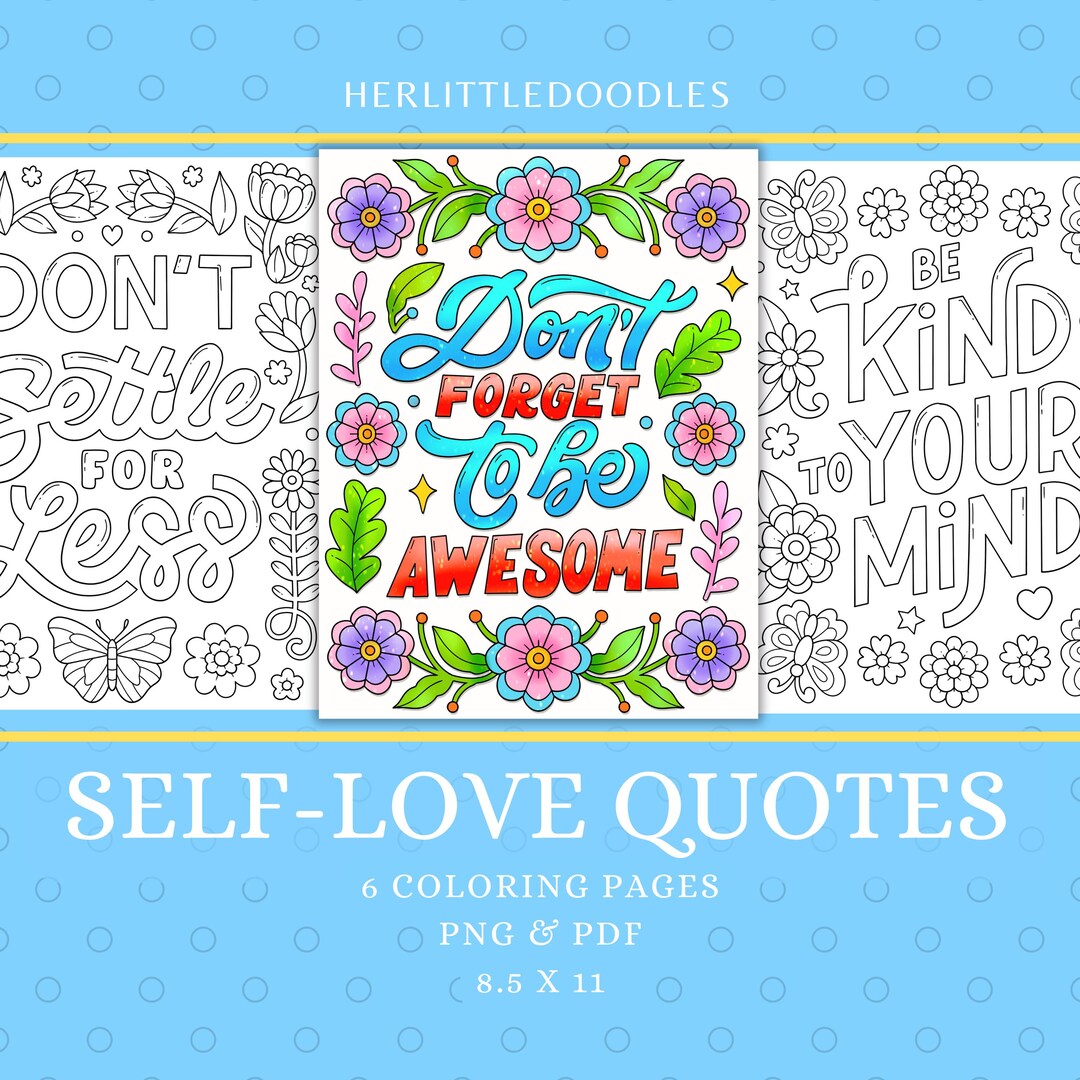 Self-love Coloring Pages, Coloring Pages for Teen and Adults ...