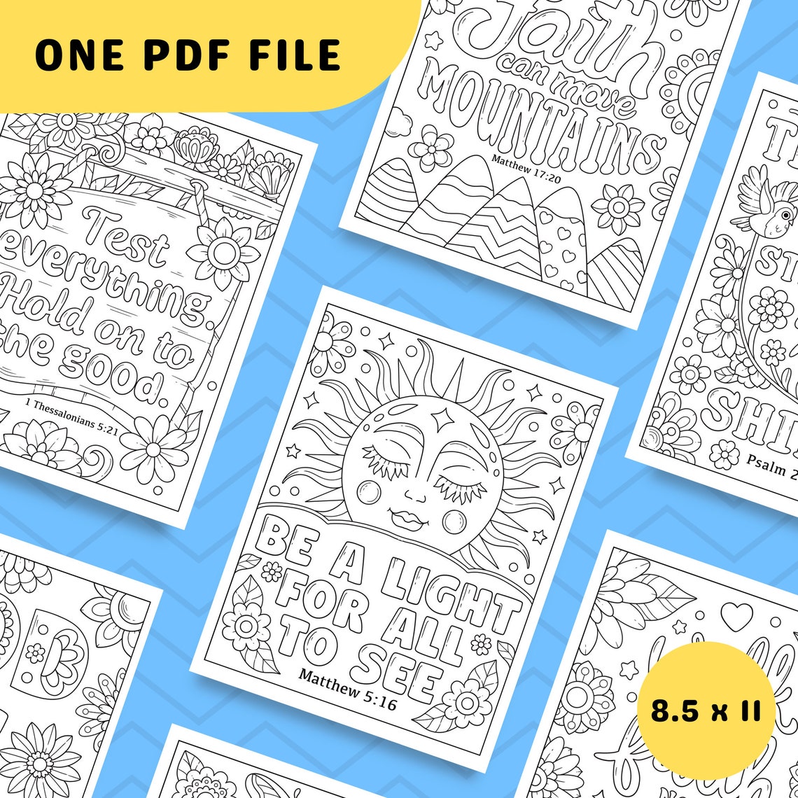 Flower Bible Verse Coloring Page, Coloring Sheets, Coloring Pages for ...