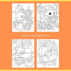 Cozy Autumn Coloring Pages: Fall Designs (PNG & PDF) - Etsy