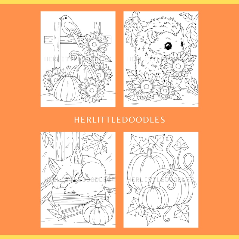 Cozy Autumn Coloring Pages: Fall Designs (PNG & PDF) - Etsy