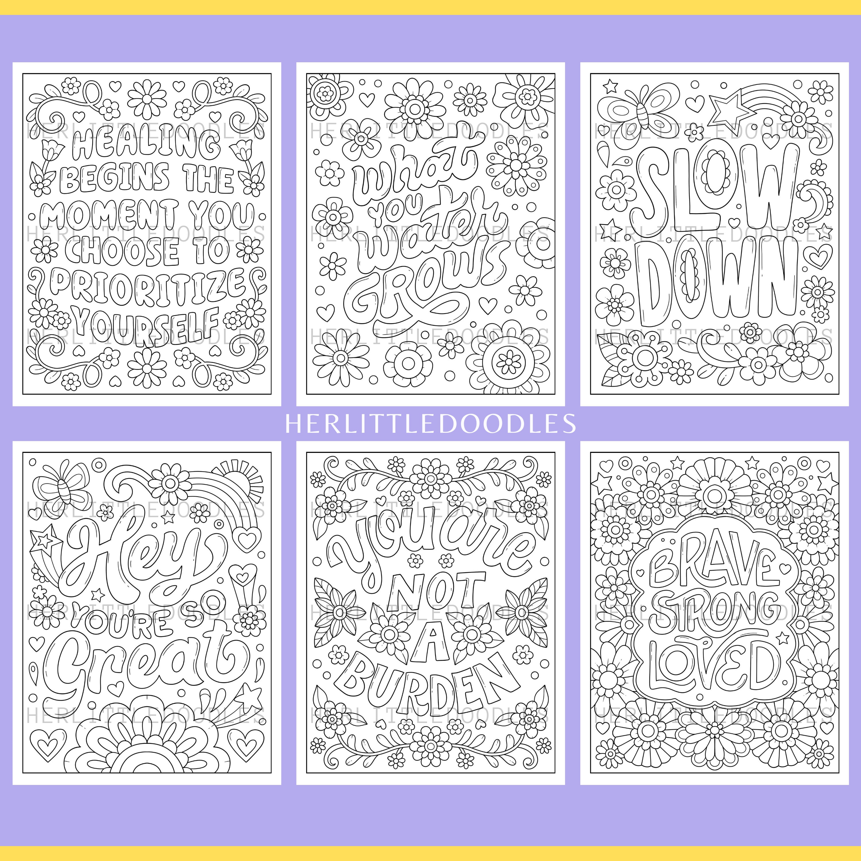 Mental Health Coloring Pages, Coloring Pages for Teen and Adults, Self ...