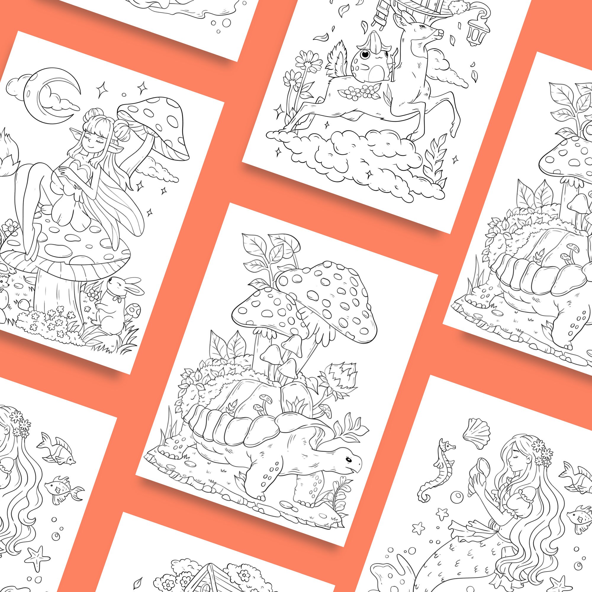 Mythical Fantasy Coloring Pages for Adults (PNG & PDF) - Etsy