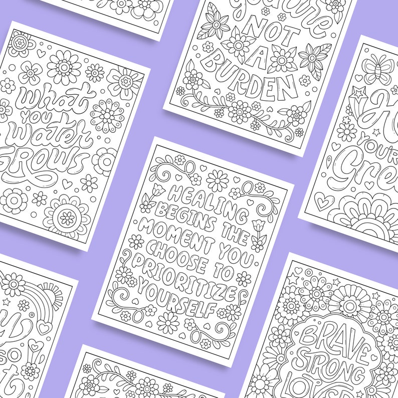 Mental Health Coloring Pages, Coloring Pages for Teen and Adults, Self ...