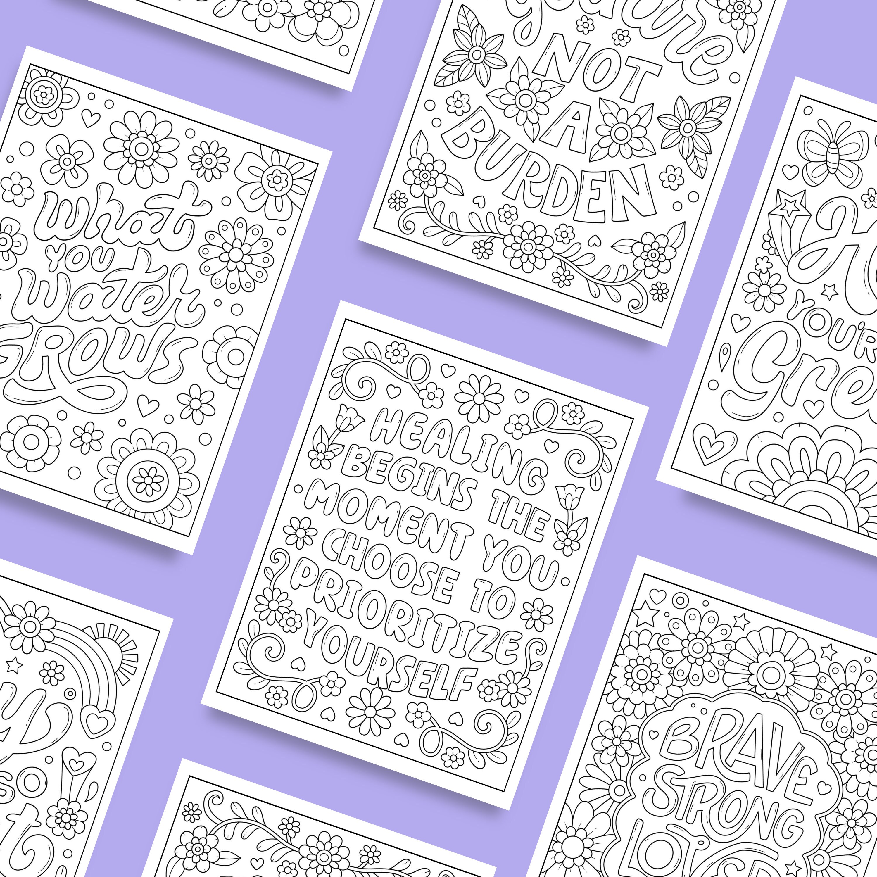 Mental Health Coloring Pages, Coloring Pages for Teen and Adults, Self ...