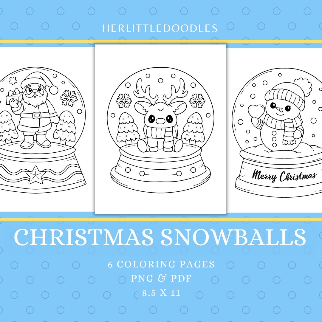 Kawaii Christmas Snowballs Coloring Pages: Relaxing Holiday Printable ...