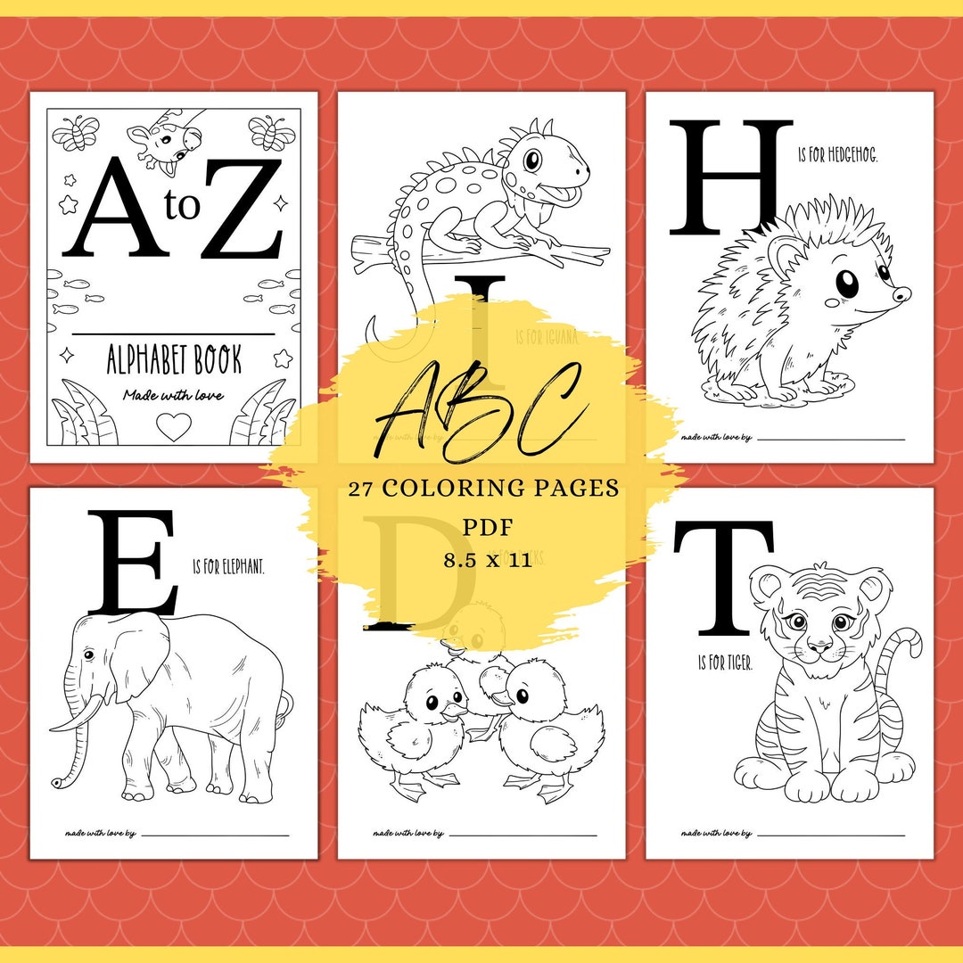 ABC Baby Shower Coloring Book, A to Z Coloring Pages, Baby Party Games ...