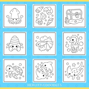 Ocean Scene Bold and Easy, Coloring Pages, Instant Download, Cute ...