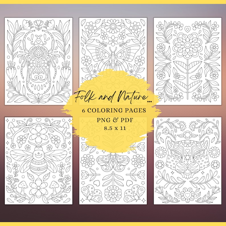 Folk and Nature Coloring Page, Coloring Sheets, Coloring Pages for ...