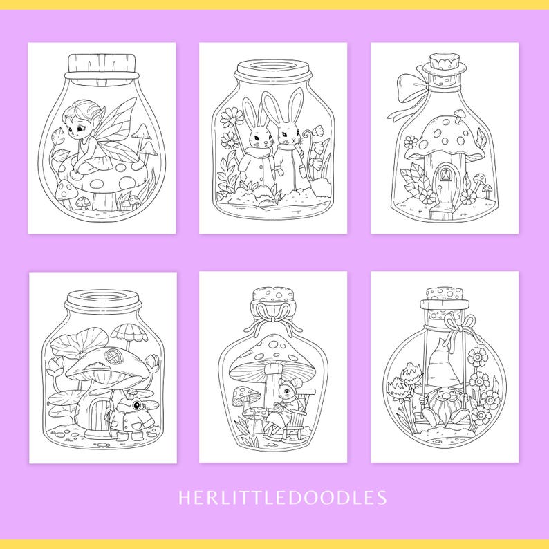 Kawaii Life in A Jar Coloring Pages: Relaxing Magic (digital Download ...