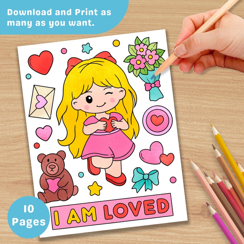 I Am Coloring Pages for Girls, Female Empowerment, Affirmations, Kawaii ...